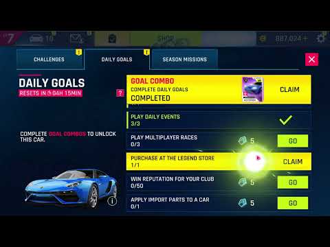 Asphalt 9 Legends Daily Goals and Goal Combo Claim