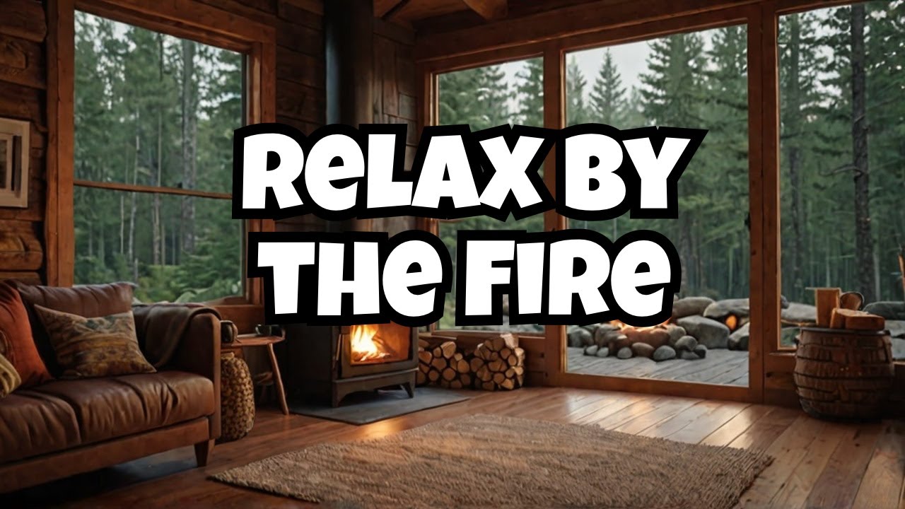 Cozy Cabin Ambience with Rain & Thunder Sounds | Relaxing Fireplace in ...