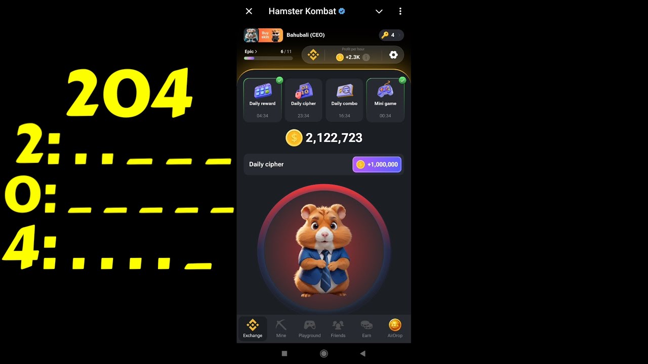 24 August Hamster Kombat Daily Cipher Code | Daily Cipher Code Today Hamster Kombat 😍 | Today ...