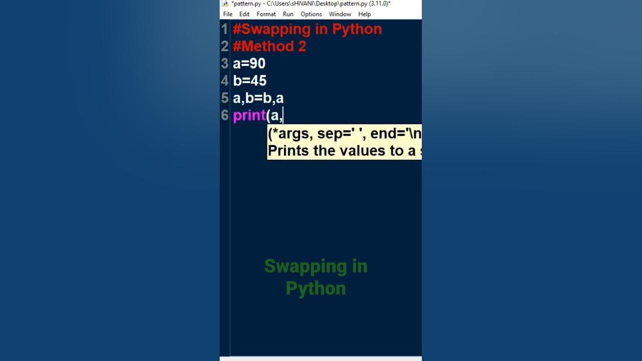 Swapping In Python Python Coding Youtube