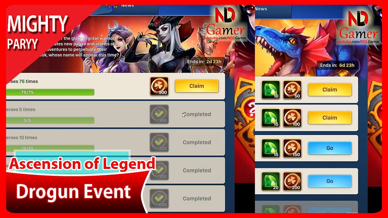 Dragon Event and Ascension of Legend I raised 75 levels in Mighty Party ...