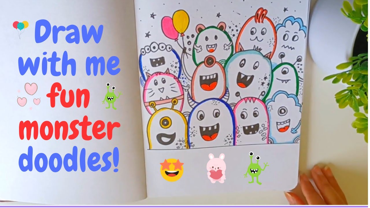 Draw with me fun monster doodles. Easy doodle tutorials || How to draw ...