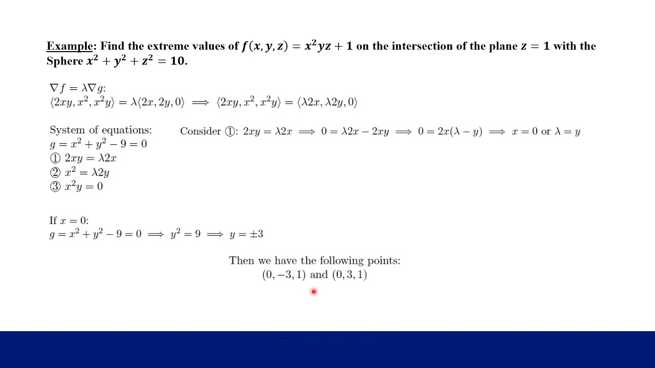 Lagrange Multipliers (Example 2) - YouTube