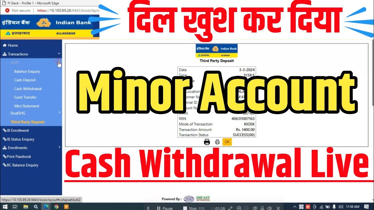 Indian Bank Minor Account New Update | Indian Bank Minor Account To ...