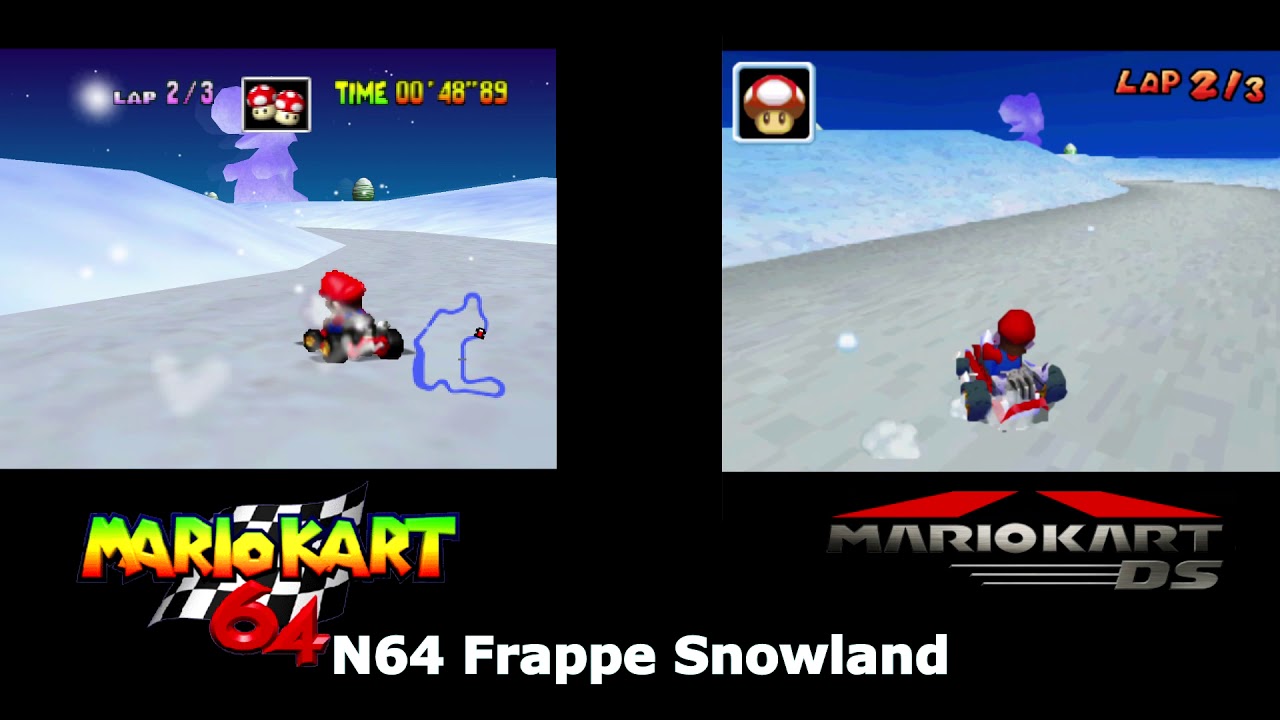N64 Frappe Snowland Mario Kart 64 and DS Comparison - YouTube