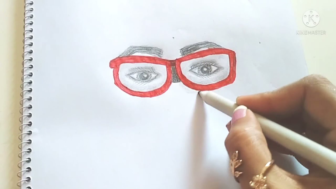 How to draw chashma with eye pencil sketch step by step tutorial - YouTube