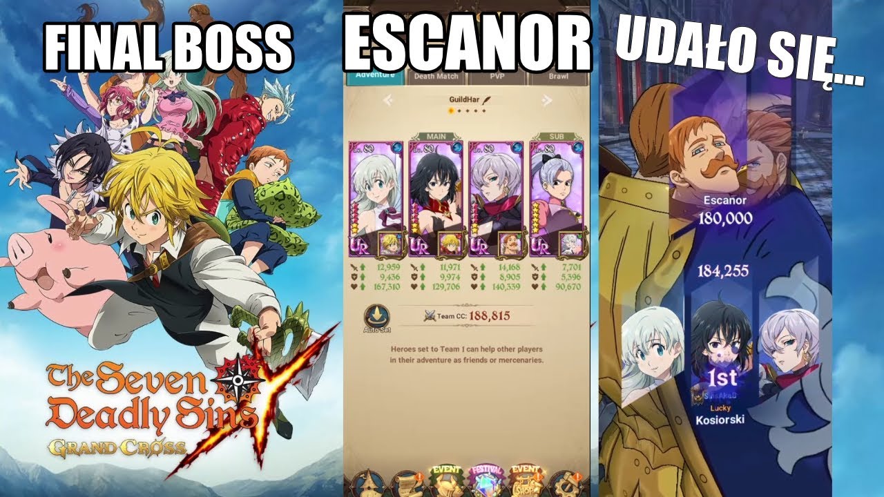 FINAL BOSS ESCANOR MONO TEAM THE SEVEN DEADLY SINS GRAND CROSS PL - YouTube