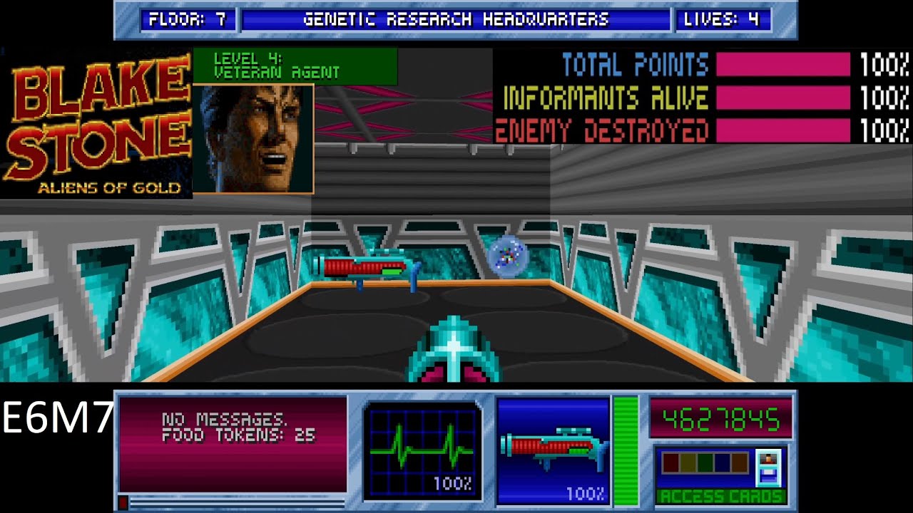 Blake Stone: Aliens of Gold E6M7 Veteran Agent 100% - YouTube