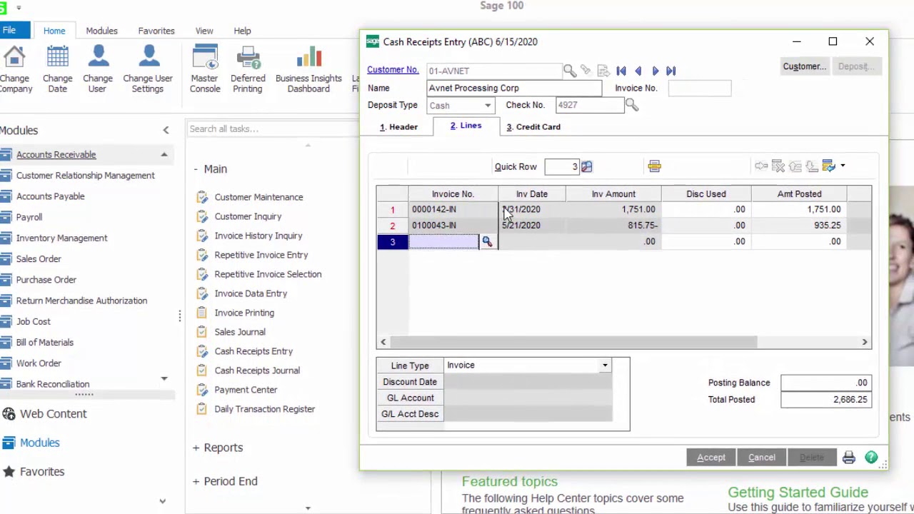 Sage 100 AR Invoices that Appear to have been Paid - YouTube