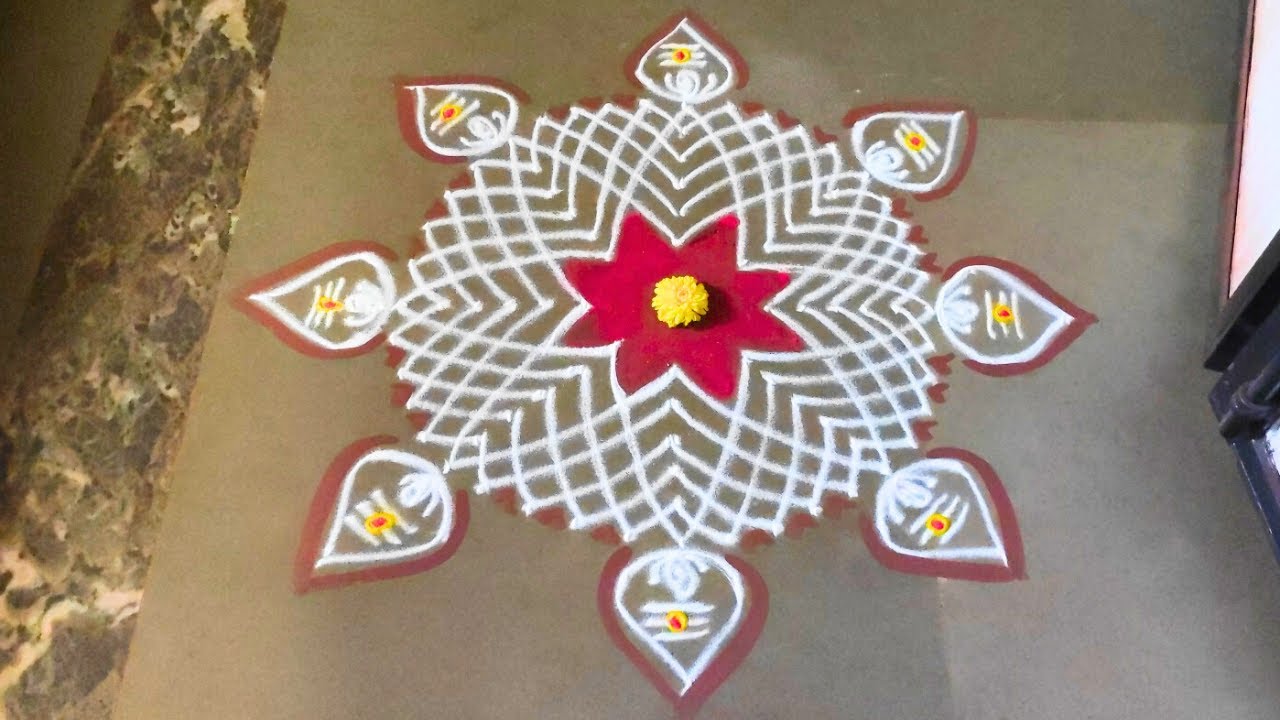 Vel Kolam for Lord Murugan | Vaigasi Visakam Flower kolam | Easy ...