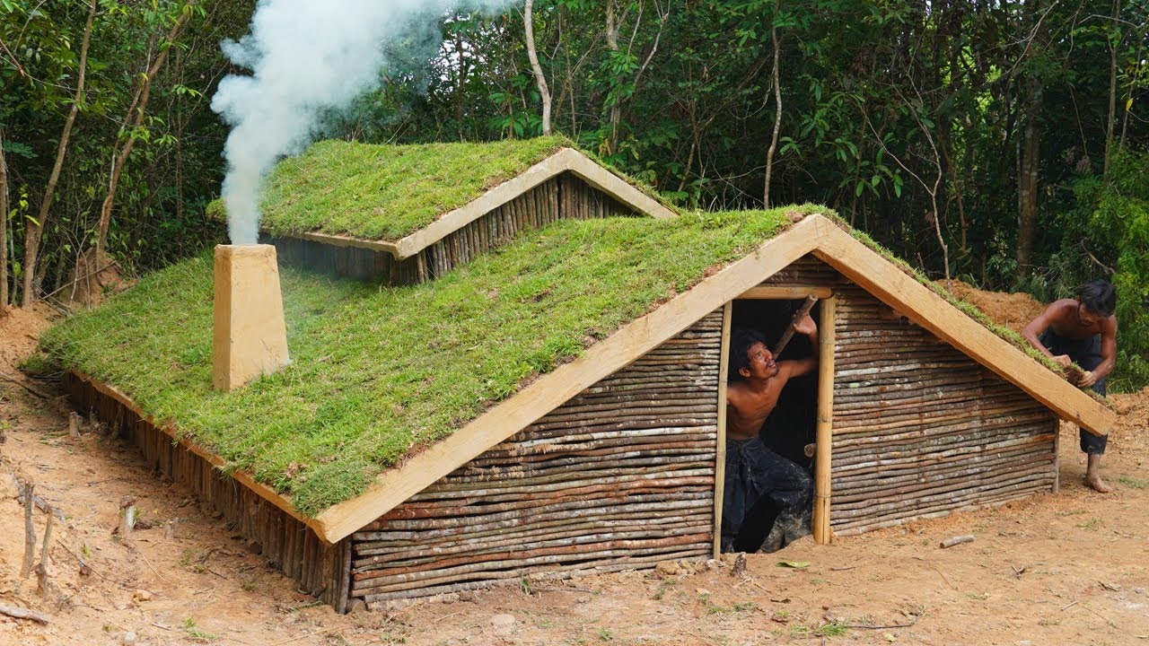 Building Underground House with Decoration Underground Living Room ...