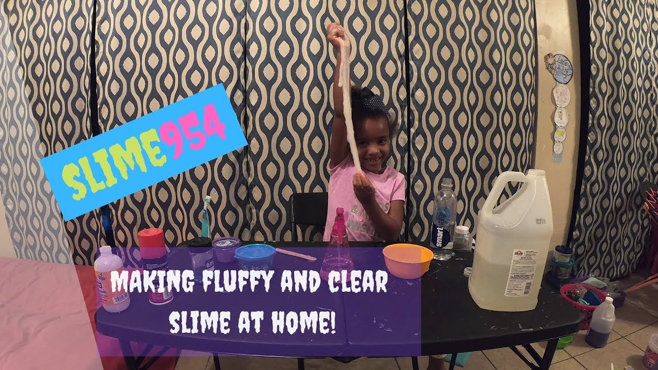 Destiny makes fluffy and clear slime at home - Part 1 - YouTube