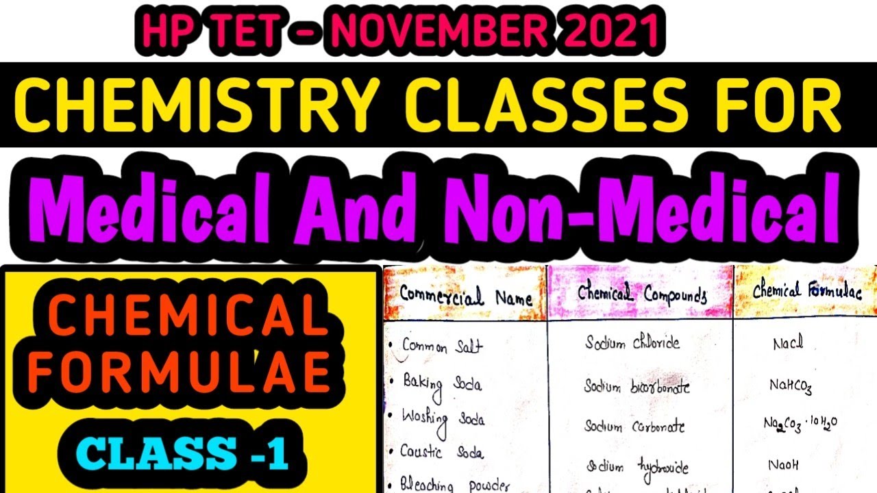 CHEMICAL FORMULAE FOR HP TET (MEDICAL AND NON-MEDICAL)|CHEMISTRY ...