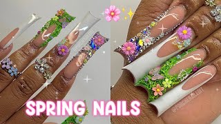 MOSS GARDEN NAILS 💐🌸🦋✨ HOW TO |  XL TAPERED DUCK NAILS 😍✨| FULL ACRYLIC NAIL TUTORIAL
