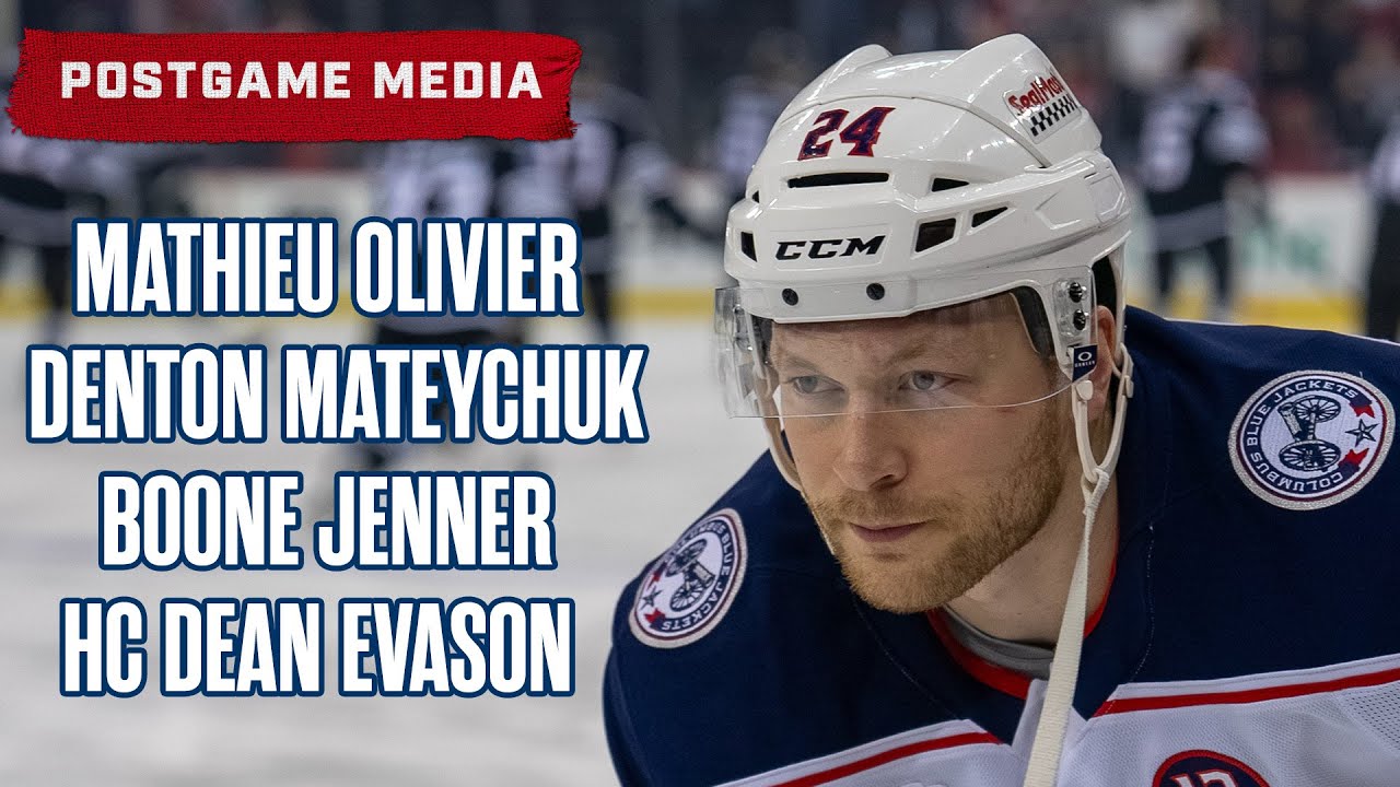 Mathieu Olivier, Denton Mateychuk, Boone Jenner and Head Coach Dean ...