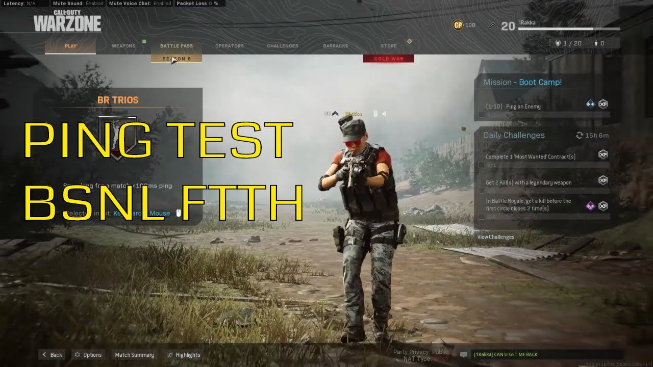 Call of Duty Warzone Ping Test on BSNL FTTH | GTX 970 - YouTube