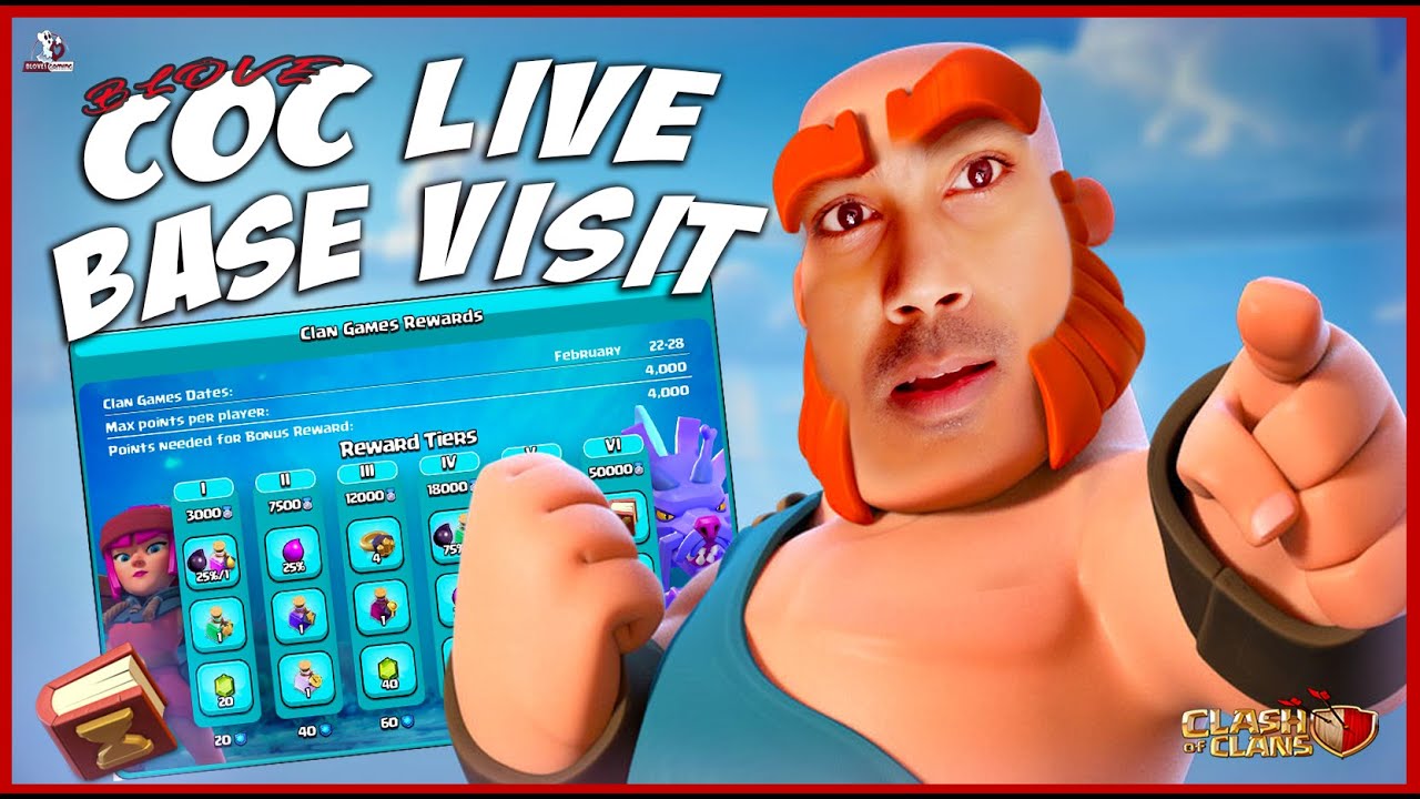 COC LIVE Base Visit & Clan game live compete / clash of clans live ...