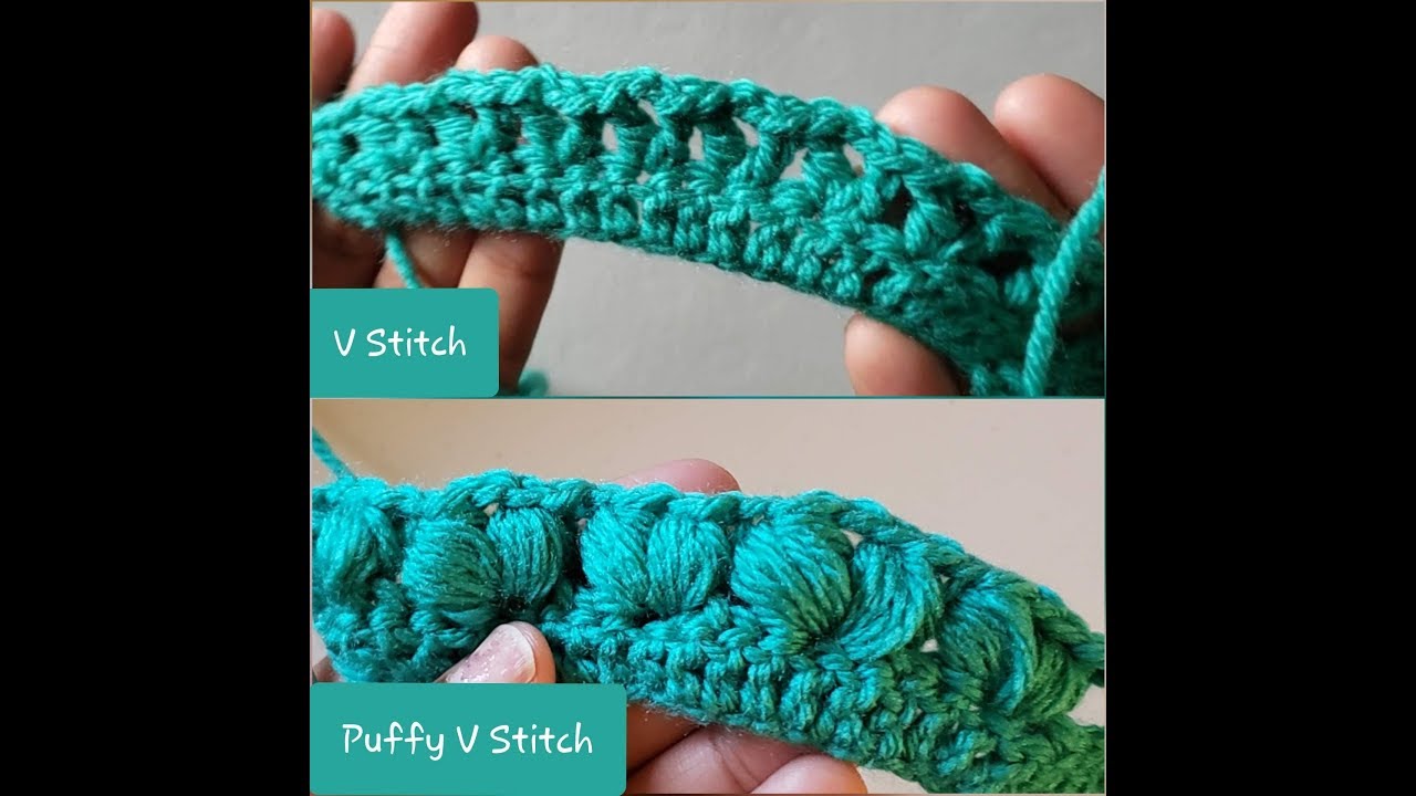 How to Crochet a V Stitch Puff V Stitch - YouTube