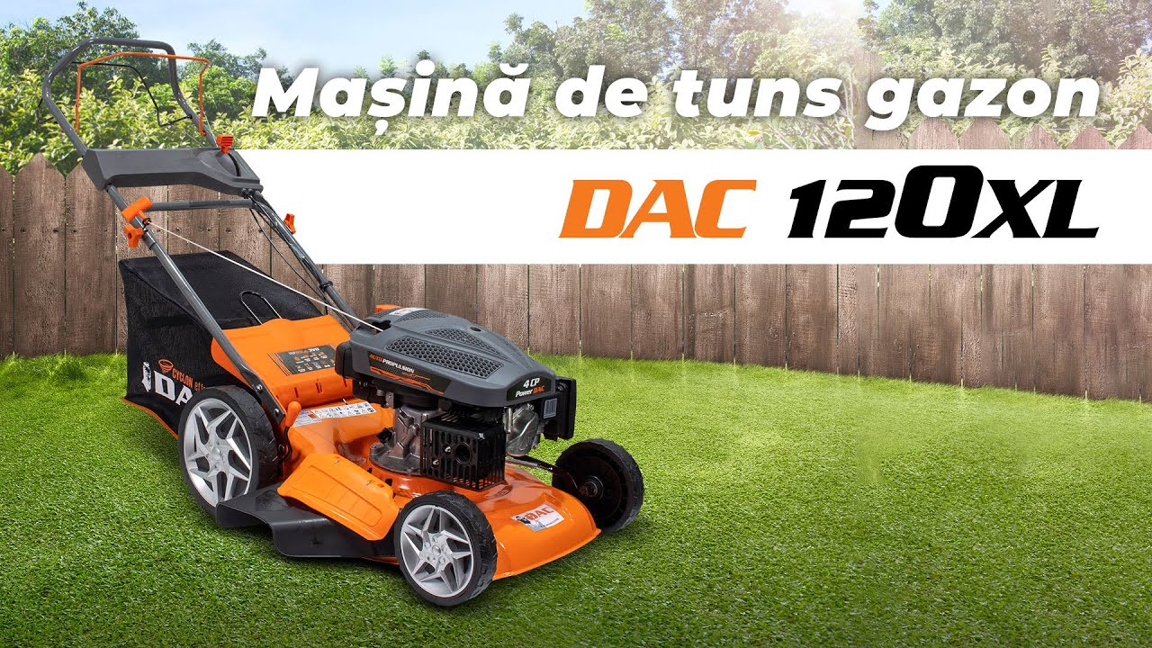 Masina de tuns gazon pe benzina cu autopropulsie DAC 120XL 15 sec - YouTube