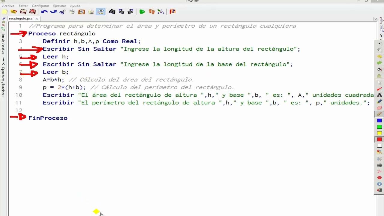 PSeInt - Área y Perímetro de un Rectángulo - YouTube