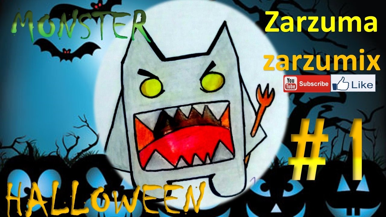 HOW TO DRAW A MONSTER HALLOWEEN EASY AND FAST DIY N° 1 - YouTube