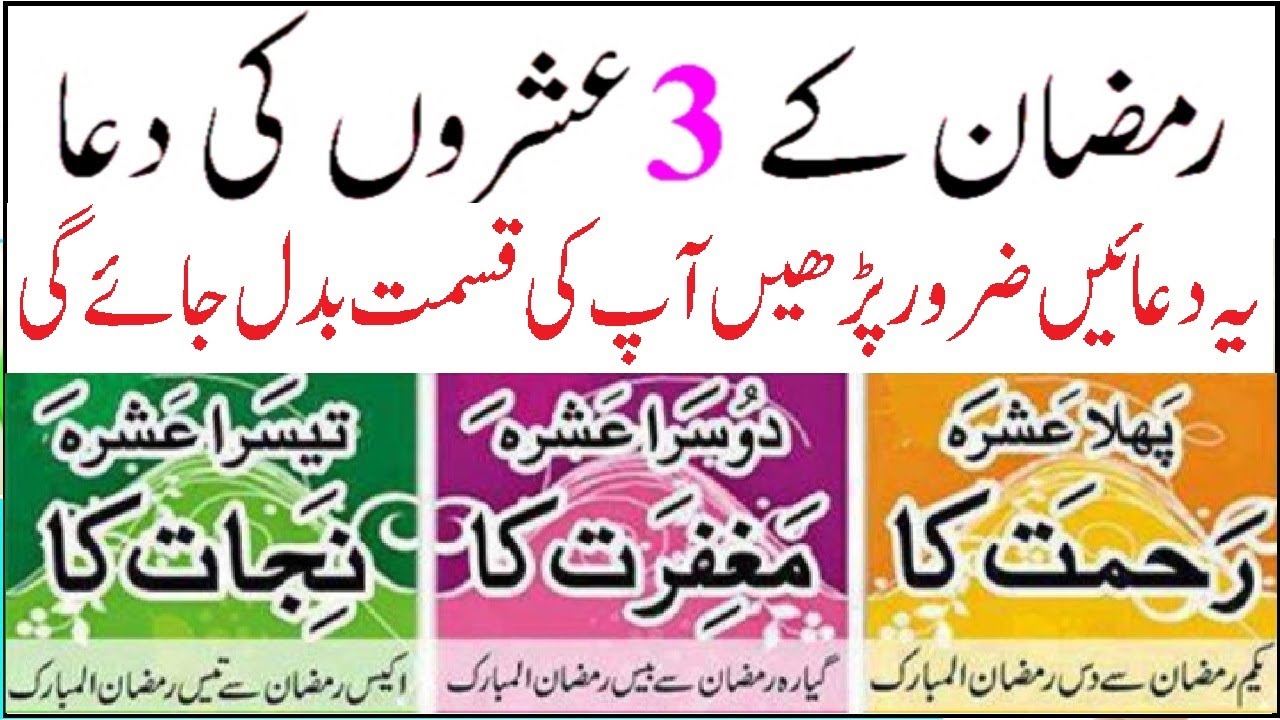 Dua for 1st 2nd 3rd Ashra of Ramadan | Ramzan ke 3 Ashron ki Dua ...