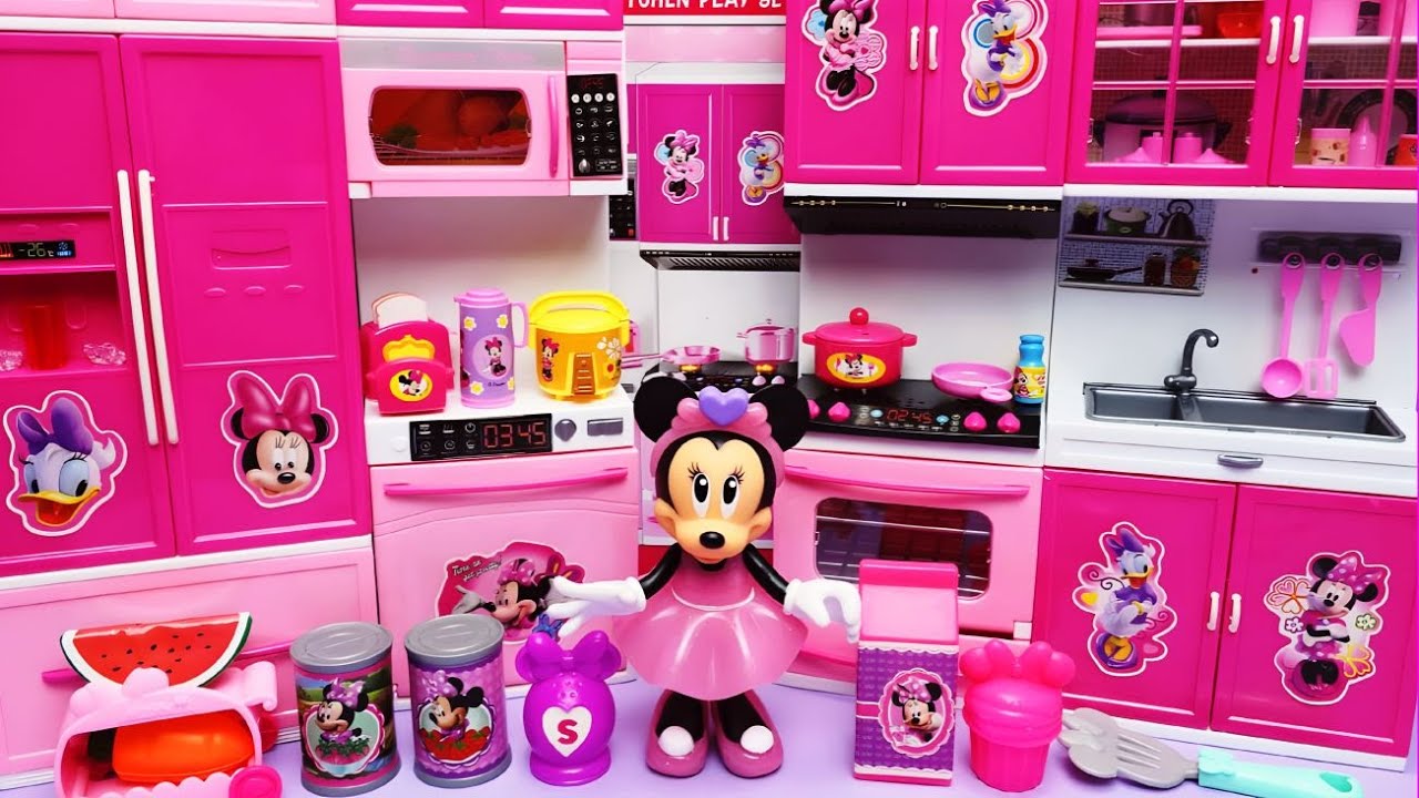 Disney Minnie Mouse Cute Pink Kitchen Set Satisfying with Unboxing ...