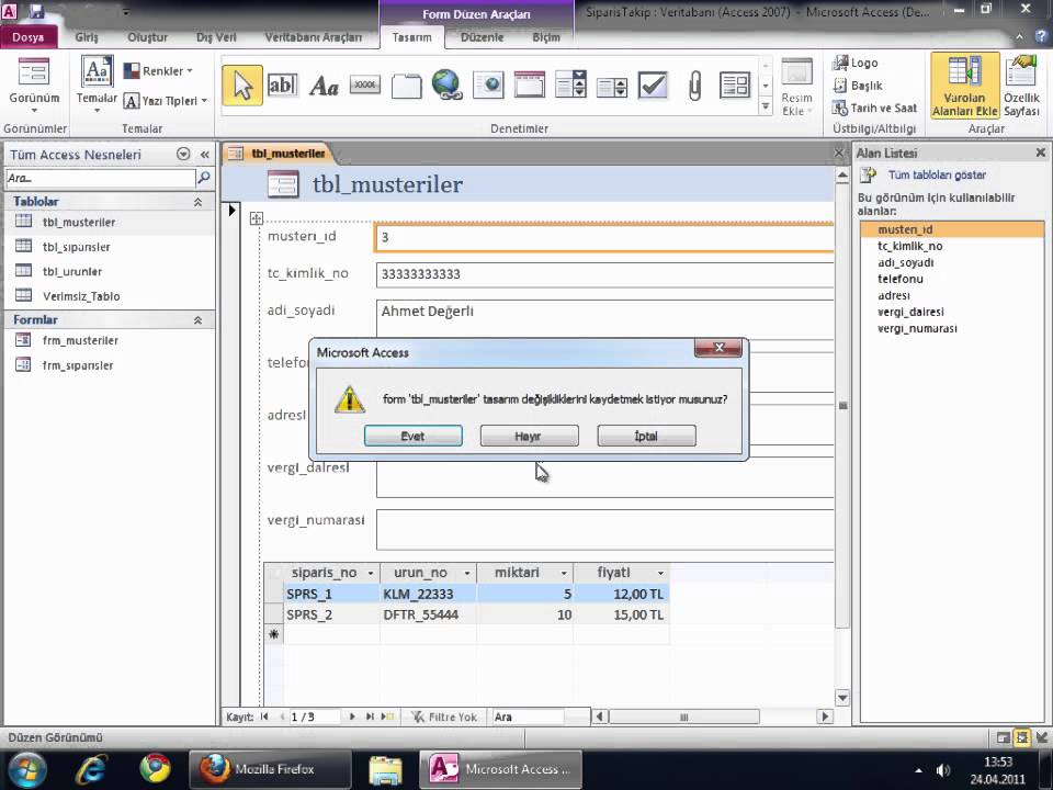 16-Microsoft Access'te Formlar ve Alt Form Kullanımı - YouTube