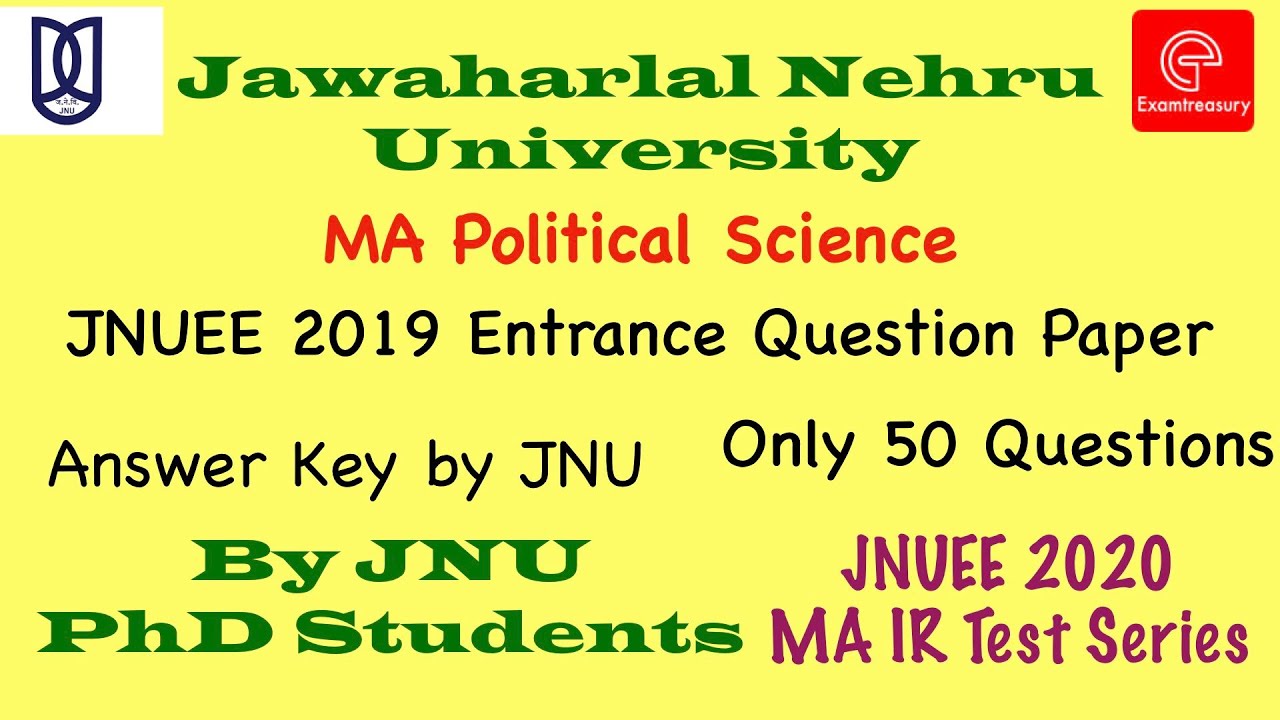 JNU Political Science | MA JNUEE 2019 Entrance PDF Question & Answer ...