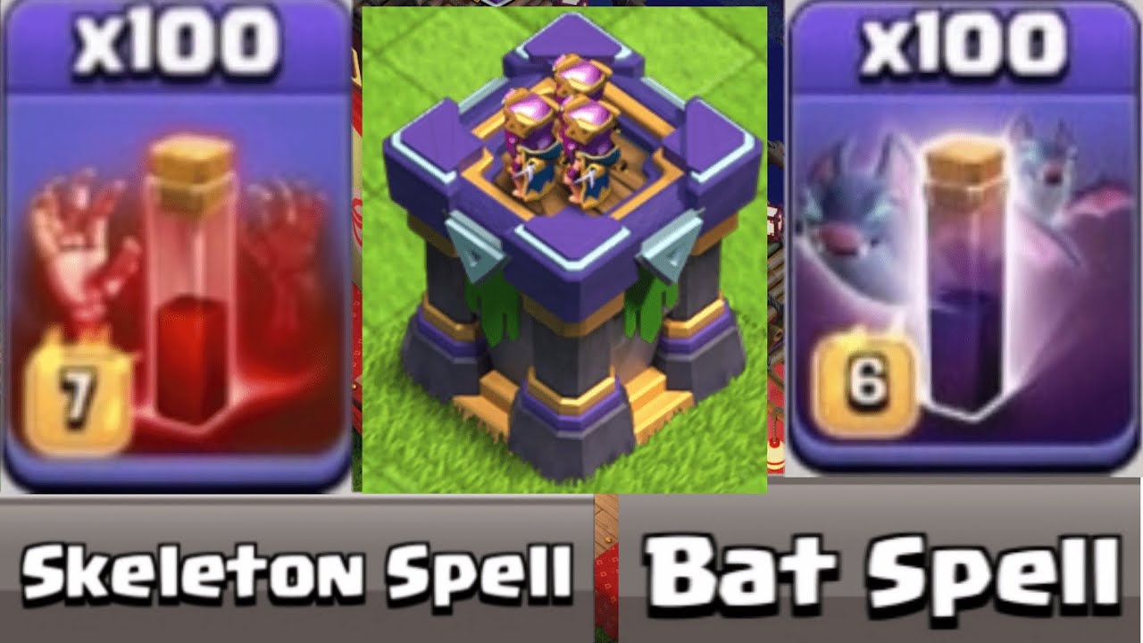 Bat Spell and Skeleton Spell Vs Max Archer Tower - YouTube