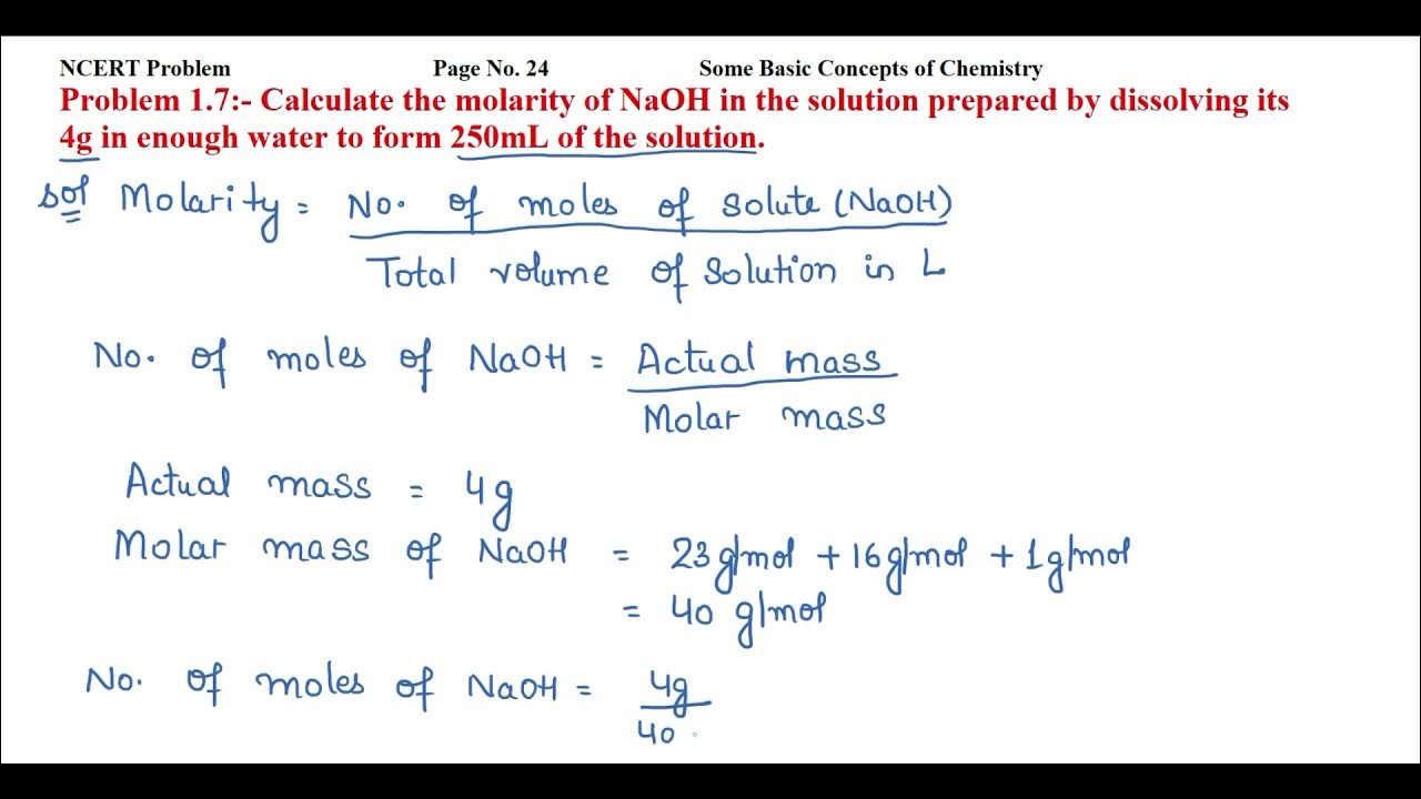 Calculate the molarity of NaOH in the solution prepared by dissolving its 4g in enough water ...