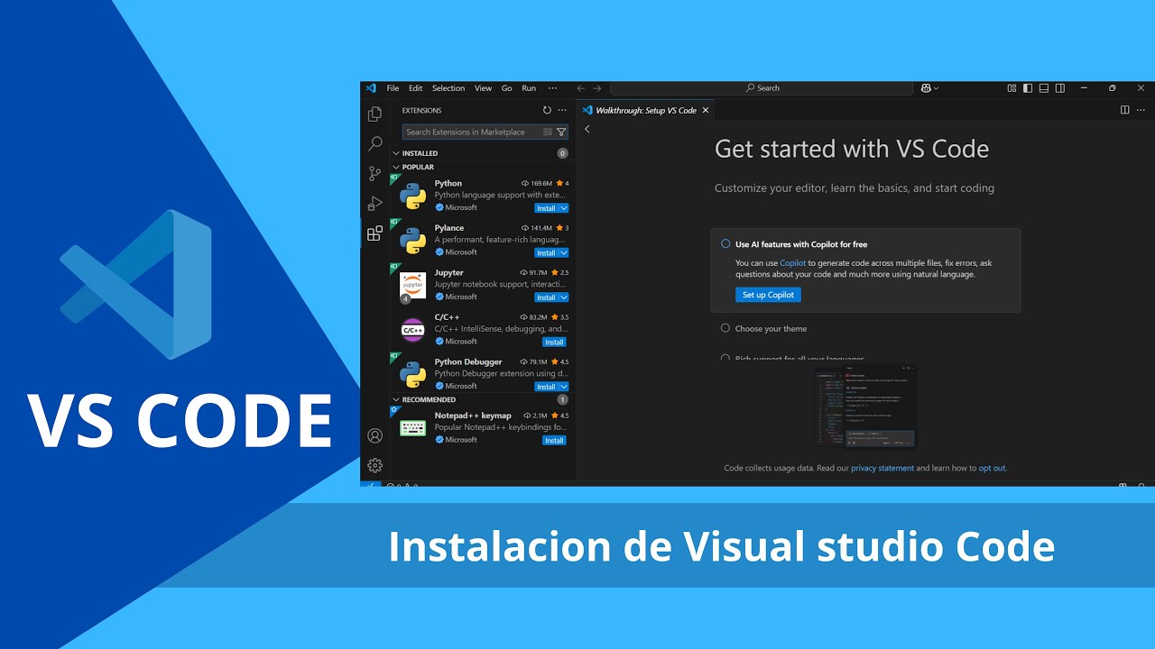 COMO DESCARGAR E INSTALAR VISUAL STUDIO CODE - YouTube