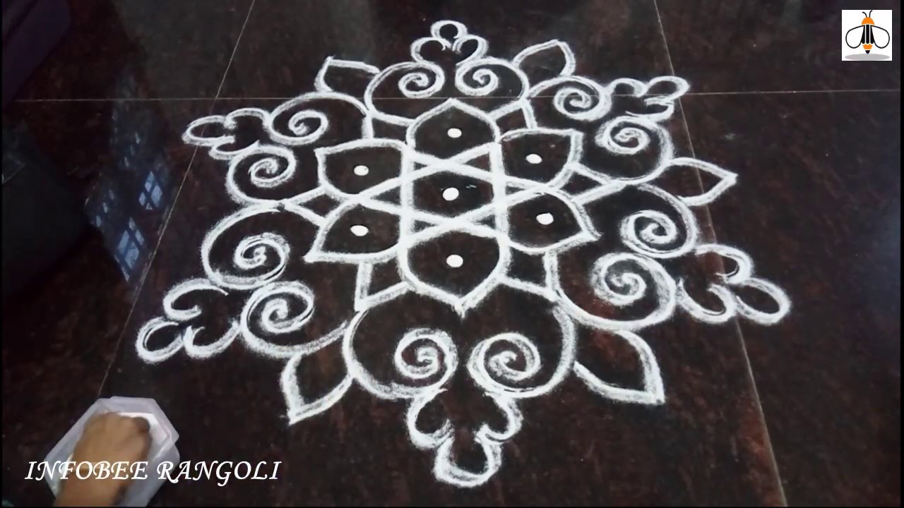 Star Rangoli Kolam Design || Friday Rangoli || Simple & Easy Muggulu ...