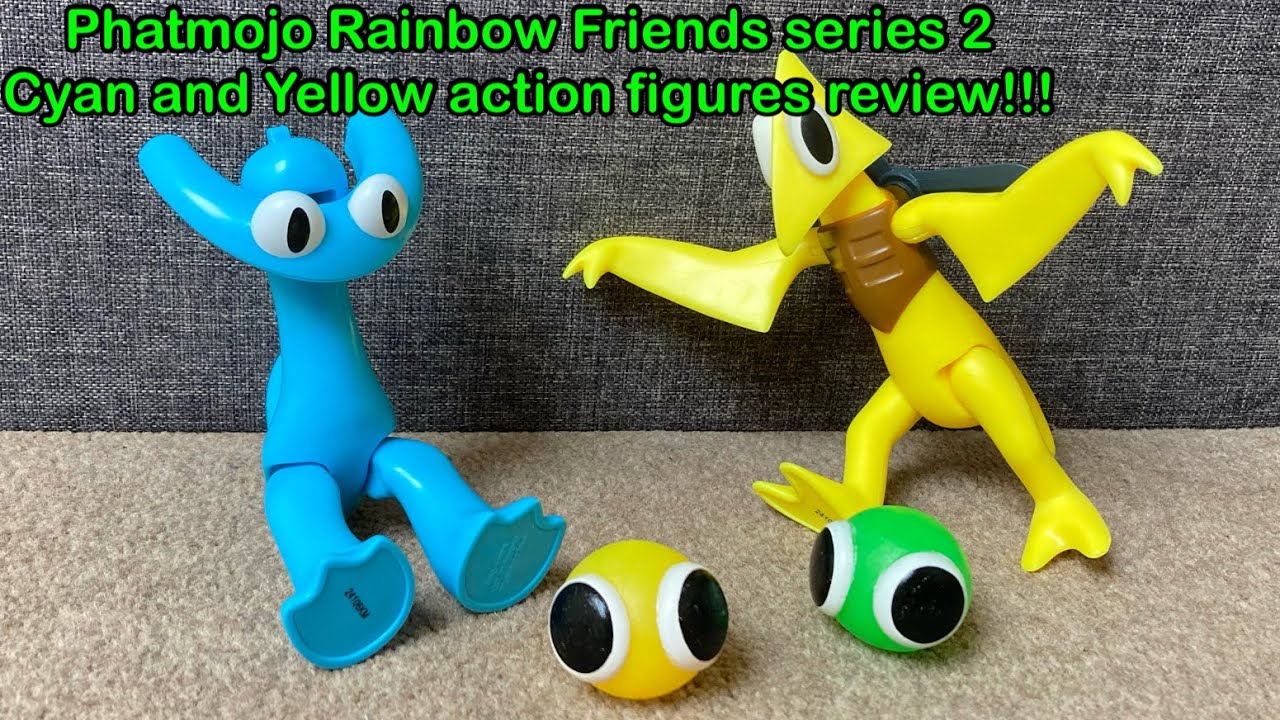 Phatmojo Rainbow Friends series 2 Cyan and Yellow action figures review ...