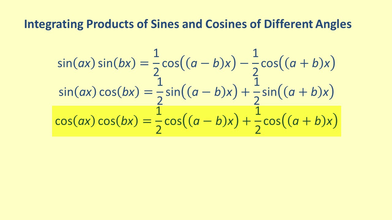Integrate A Product Of Sine And Cosine With Different Angles YouTube