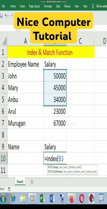 Index & Match Function in Excel #exceltamil #exceltutorial #microsoftoffice - YouTube