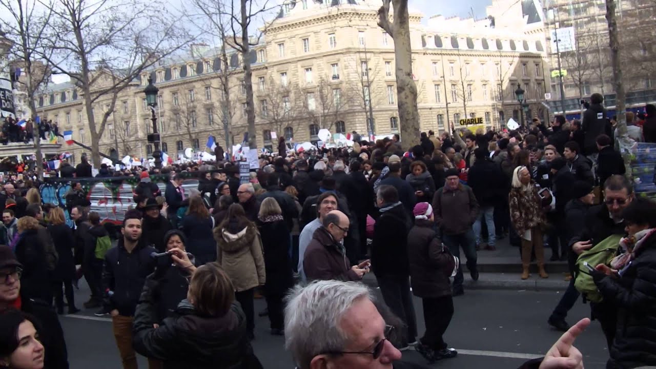 Thousands of people gathering on Place de la Republique for Paris ...