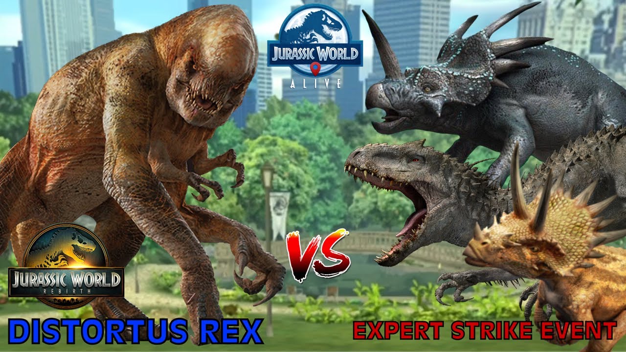 Distortus Rex vs Expert Strike Event - Jurassic World Alive - YouTube