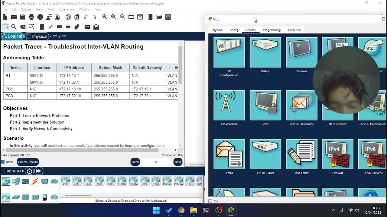 4.4.8 Packet Tracer - Troubleshoot Inter-VLAN Routing Bahasa Indonesia - YouTube