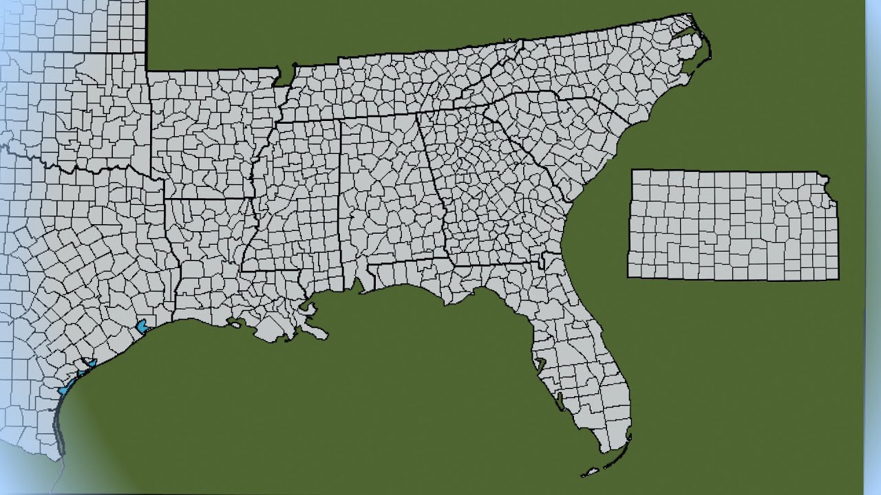USA county map in Minecraft part2 the south and Kansas - YouTube