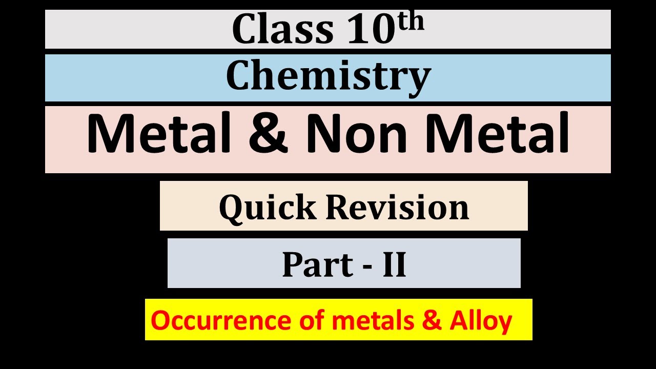 Metal & Non Metal Part II Occurrence of metal Quick Revision Class 10th ...