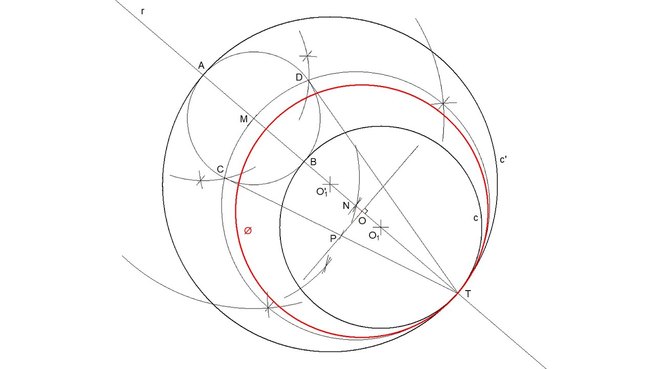 How to Draw the Mid-Circle of 2 given Circles internally tangent to ...