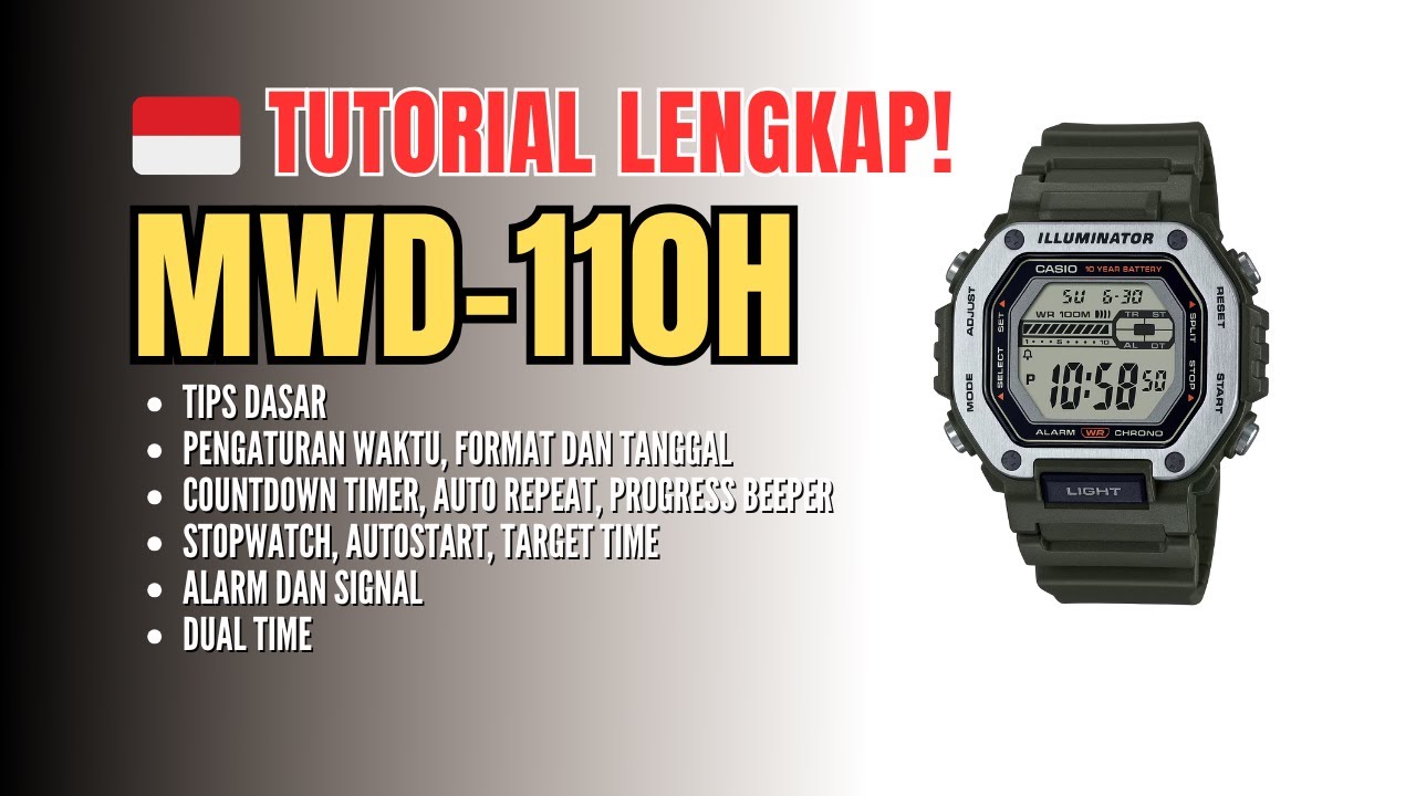 Tutorial Paling Lengkap Casio MWD-110H / MWD110 (B. Indonesia) - YouTube