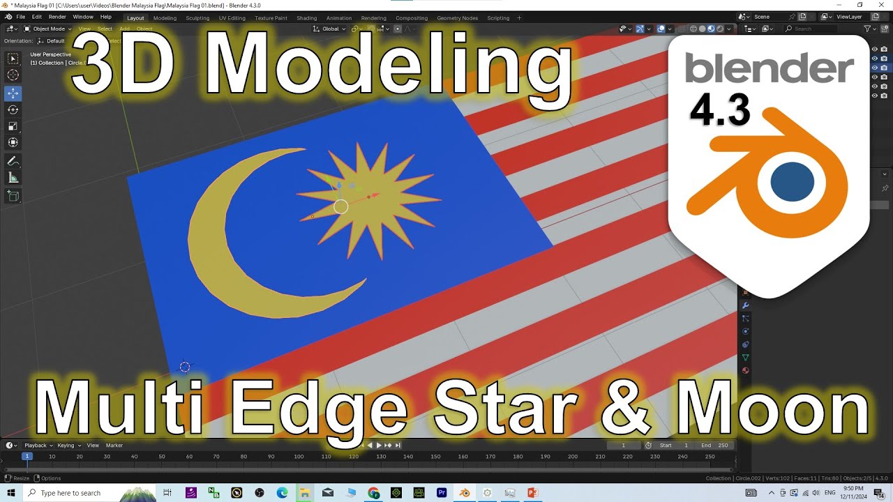 Blender Multi Point Star & Moon 3D Modeling Workflow #blender #star # ...
