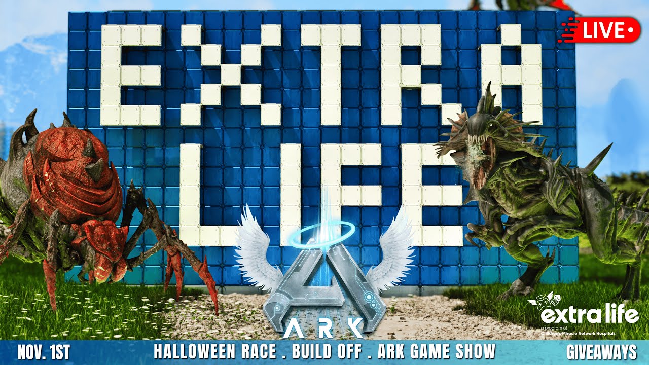 Spooky EXTRA LIFE Charity Stream #GIVEAWAYS | Ark Survival Ascended ...