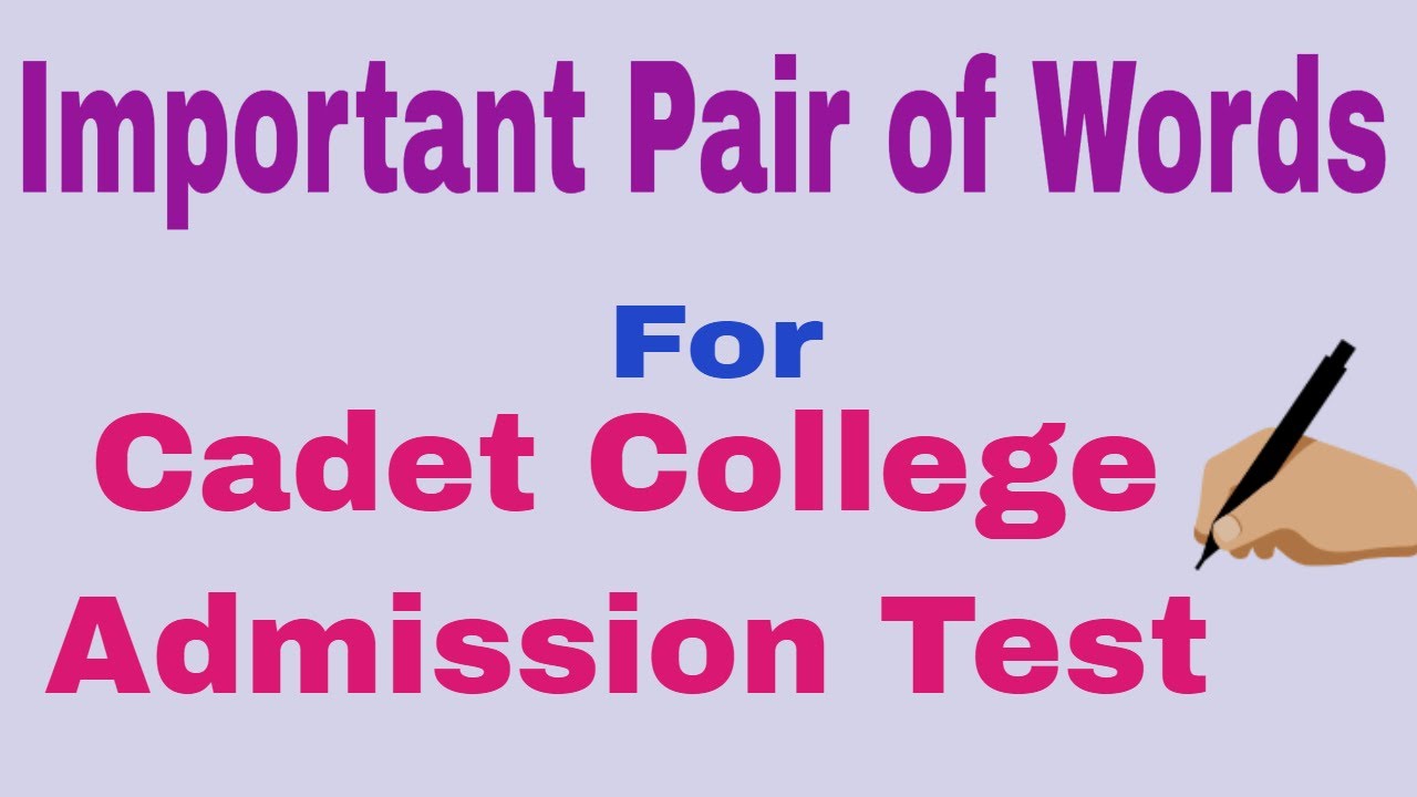 Important Pair of words for cadet college admission test - YouTube