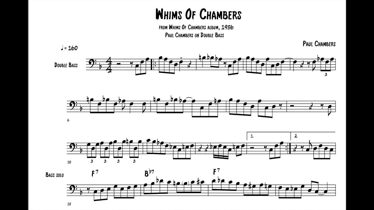 Whims of Chambers - Paul Chambers's Double Bass Transcription - YouTube