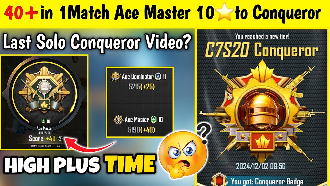 MY LAST SOLO CONQUEROR VIDEO 2024🧐HIGH PLUS BEST TIME⁉️| SOLO CONQUEROR ...
