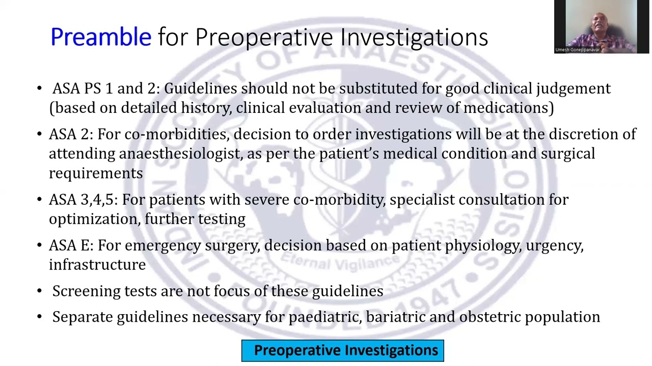 VAAA -the VAA Academics. ISA Preoperative Investigations Guidelines Dr ...