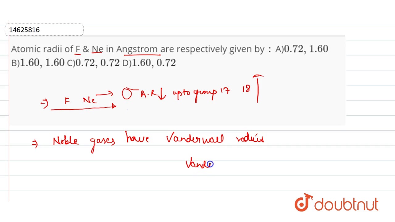 Atomic Radius In Angstroms